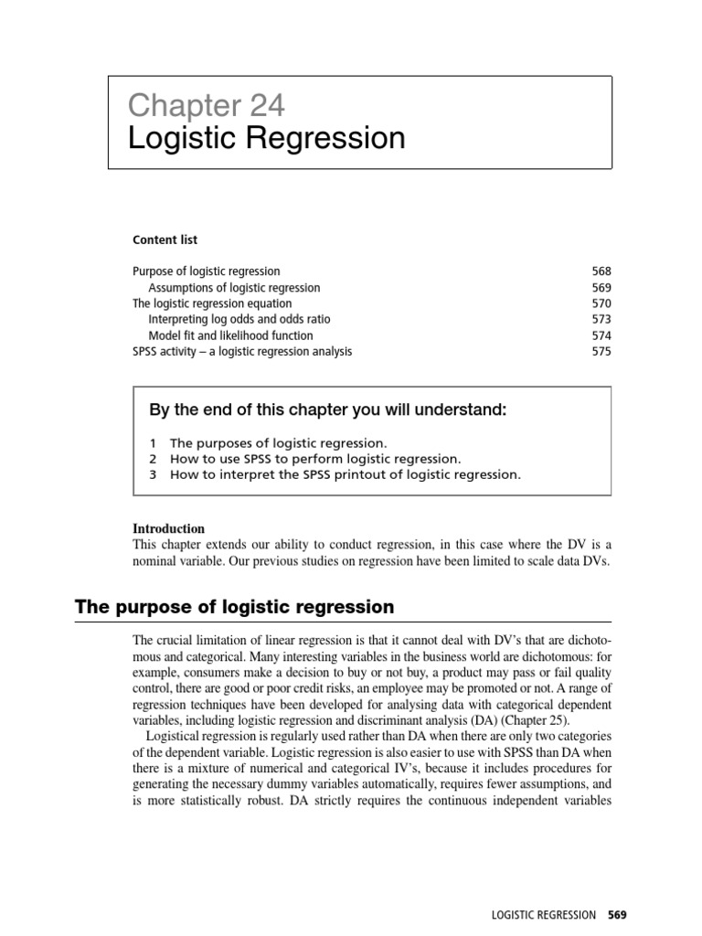 Chapter 24 - Logistic Regression | PDF | Logistic Regression ...