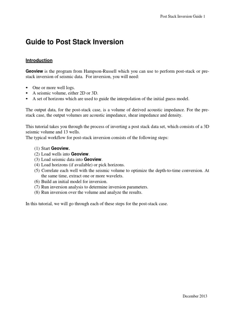Guide To Post Stack Inversion: Geoview | PDF | Button (Computing) | Directory (Computing)