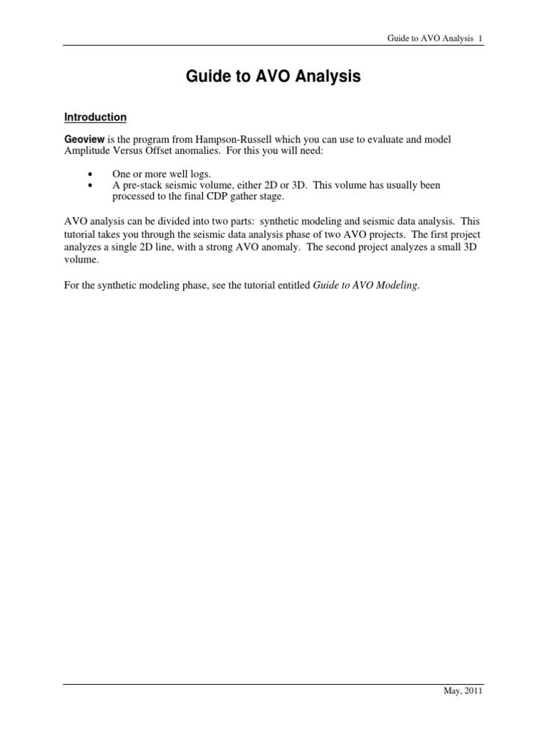 AVO Analysis Guide Overview | PDF | Icon (Computing) | File Format