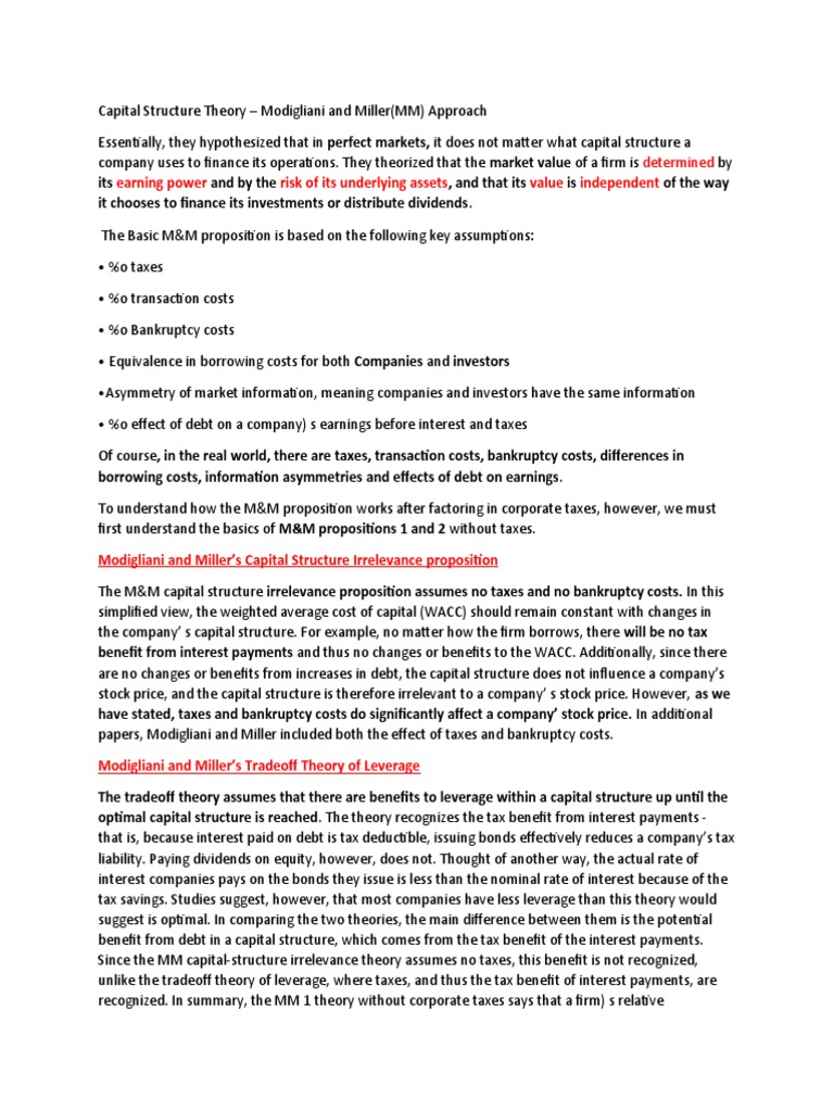 Capital Structure Theory | PDF | Capital Structure | Cost Of Capital