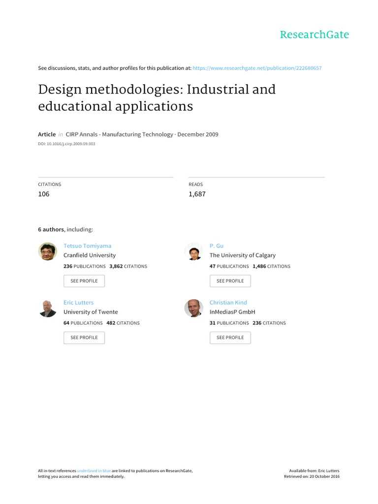 Design Methodologies: Industrial and Educational Applications | PDF ...