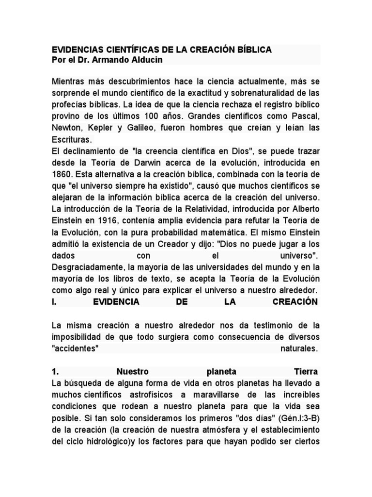 Evidencias Científicas de La Creación Bíblica | PDF | Creacionismo | Tierra