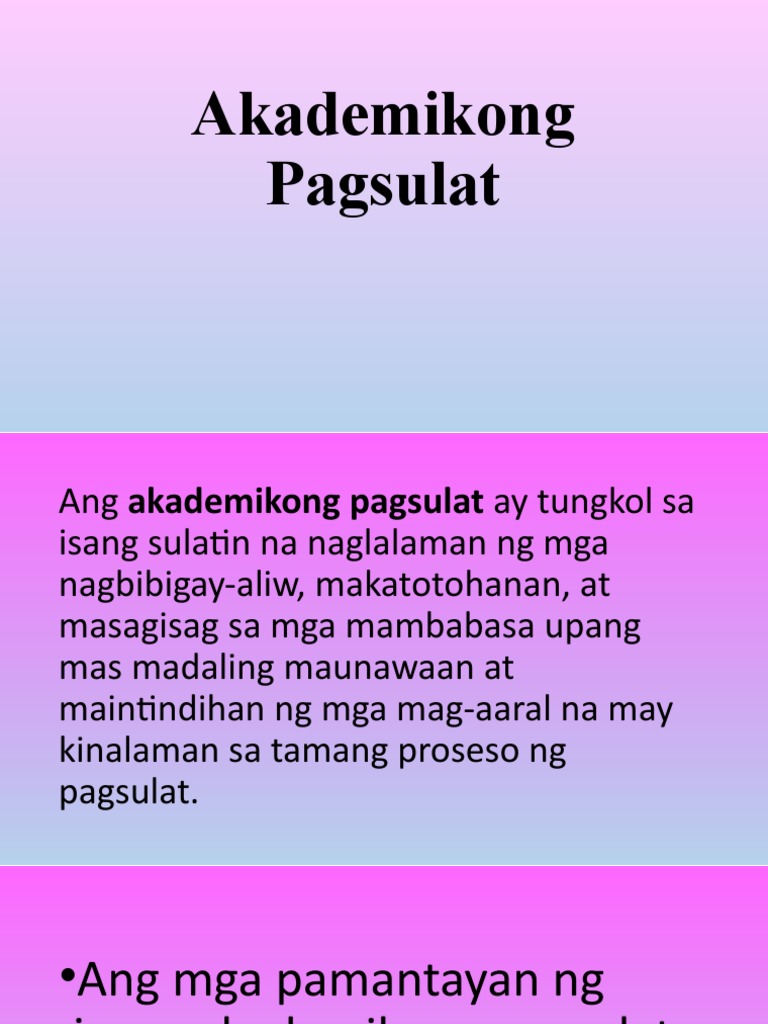 Akademikong Pagsulat | PDF