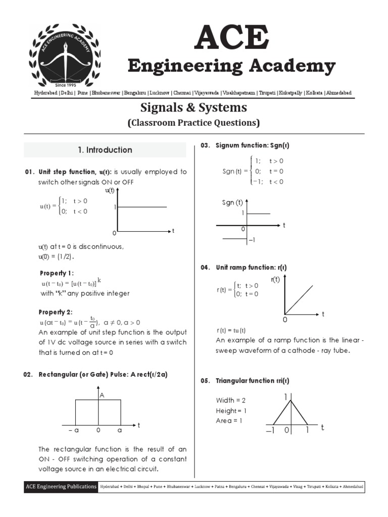 Signals And Systems Classroom Practice Questions An Introduction To Unit Step Rectangular