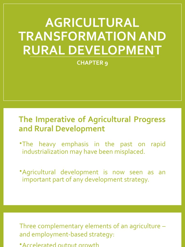Chapter 9 Agricultural Transformation and Rural Development | PDF ...