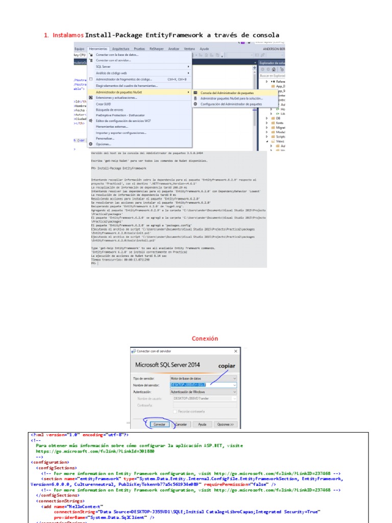 Install-Package Entityframework A Través de Consola: 1. Instalamos | PDF