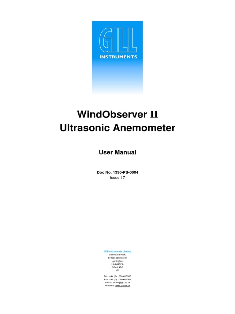 Windobserver Ii Ultrasonic Anemometer: User Manual | PDF | Personal ...