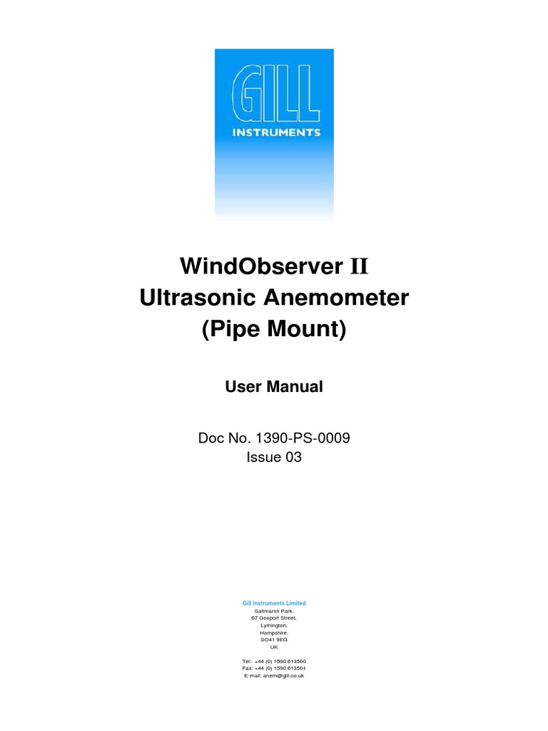 Windobserver Ii Ultrasonic Anemometer (Pipe Mount) : User Manual | PDF ...