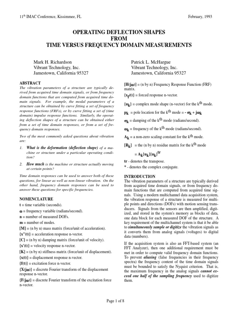 Operating Deflection Shapes From Time Versus Frequency Domain ...
