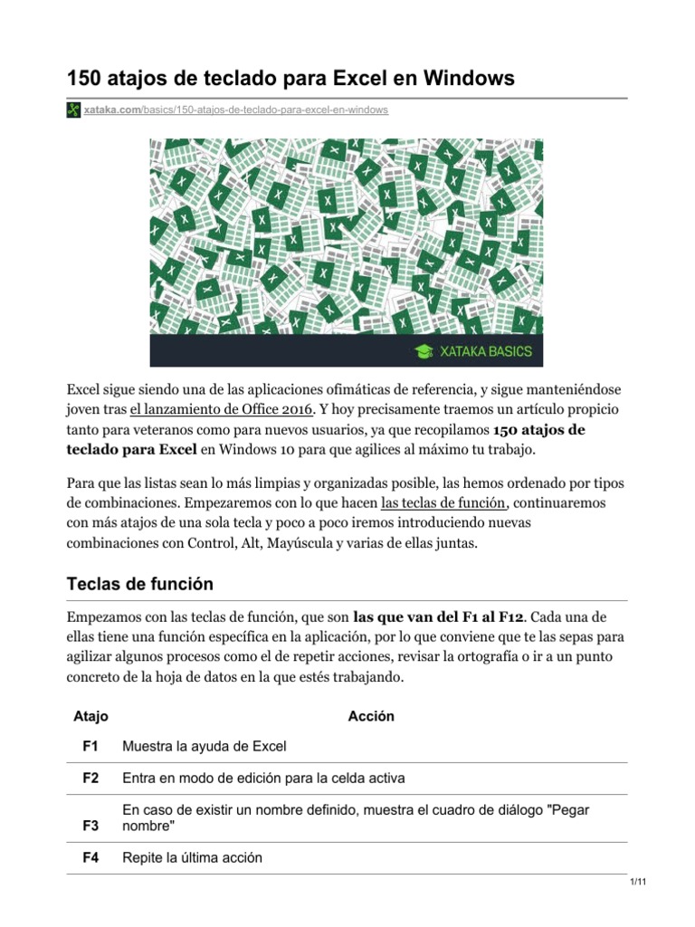 150 Atajos de Teclado para Excel en Windows | PDF | Hoja de cálculo ...