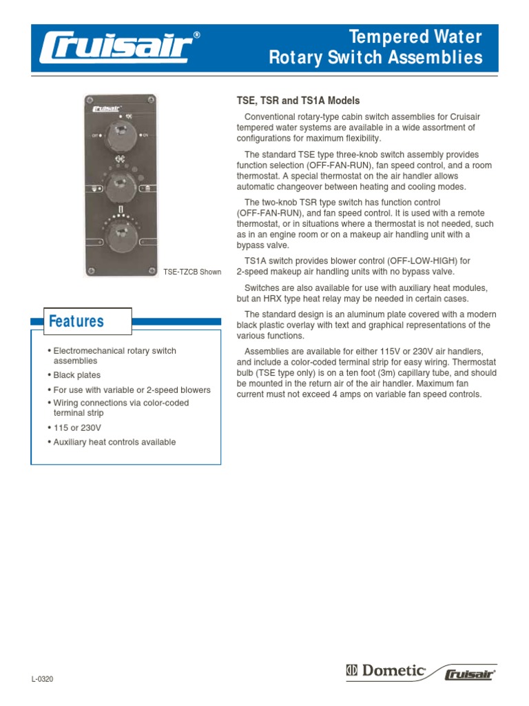 Tempered Water Rotary Switch Assemblies | PDF | Thermostat | Switch