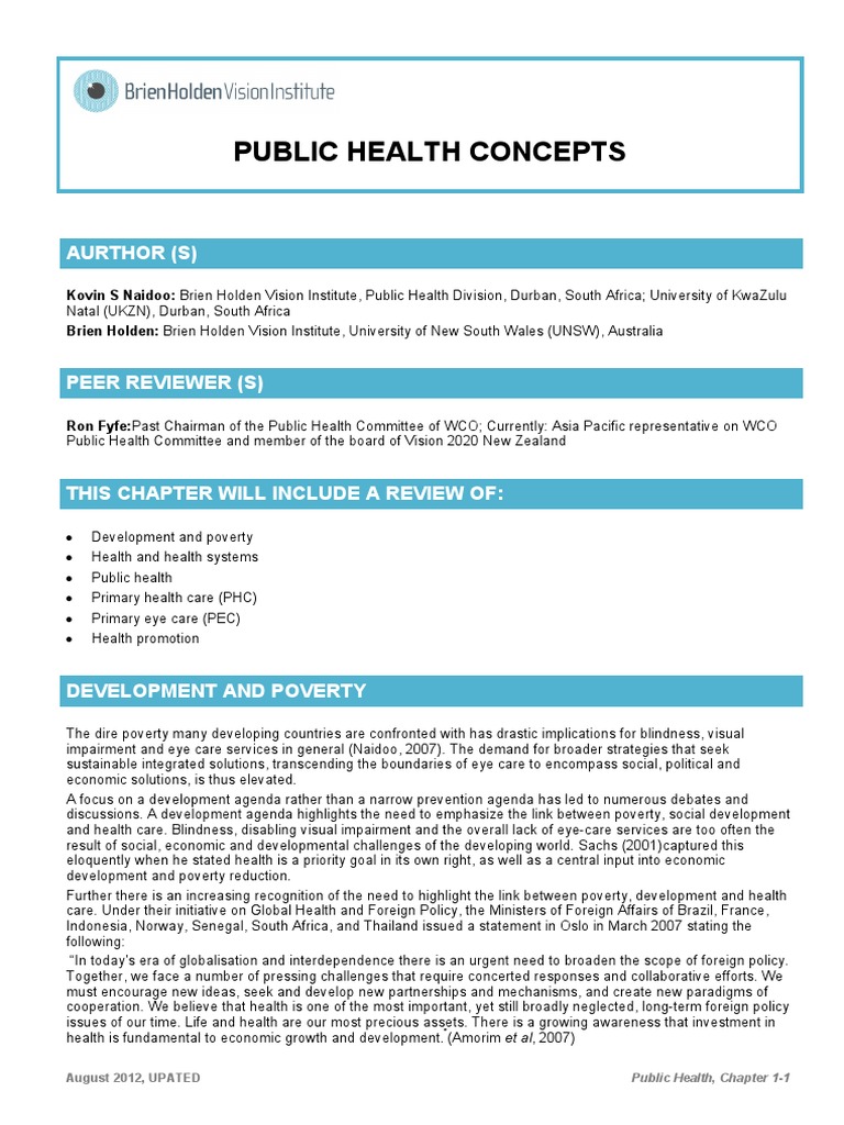 Public Health Concepts | PDF | Health Promotion | Optometry