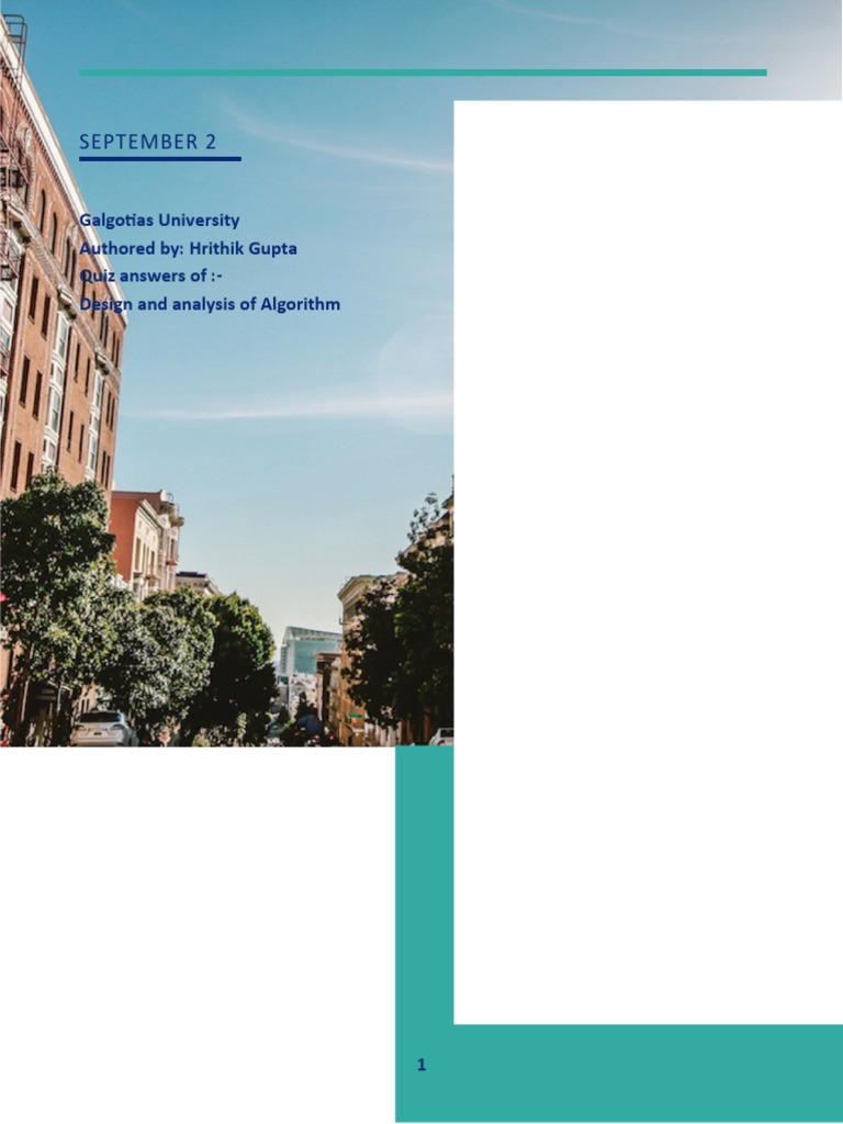 DAA Quiz Answers | PDF | Time Complexity | Algorithms And Data Structures