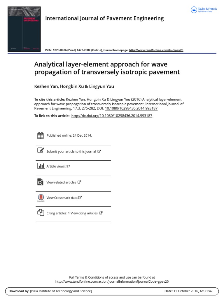 Analytical Layer Element Approach For Wave Propagation of Transversely Isotropic Pavement | PDF ...