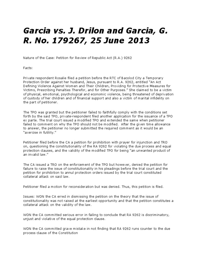 III.B Garcia Vs Drilon | PDF | Suspect Classification | Equal ...