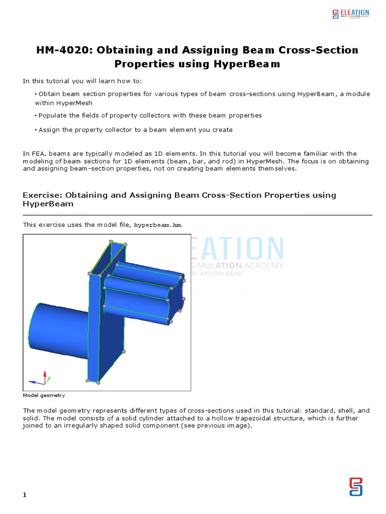Hm-4020: Obtaining and Assigning Beam Cross-Section Properties Using ...