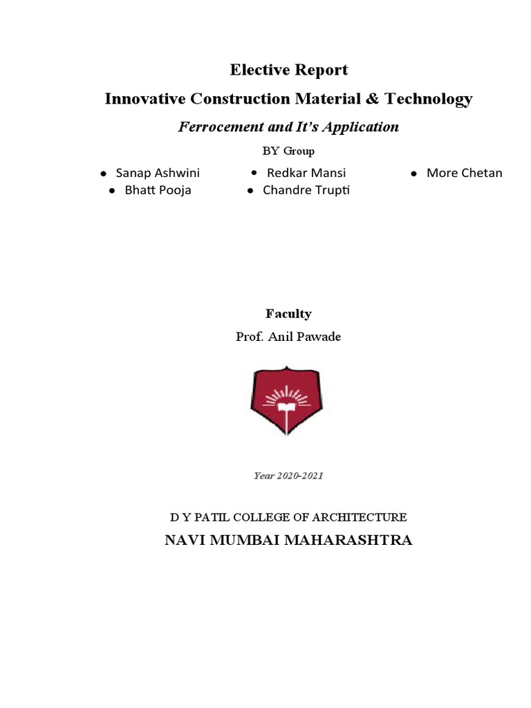 Elective Report Format - First Page | PDF | Concrete | Cement