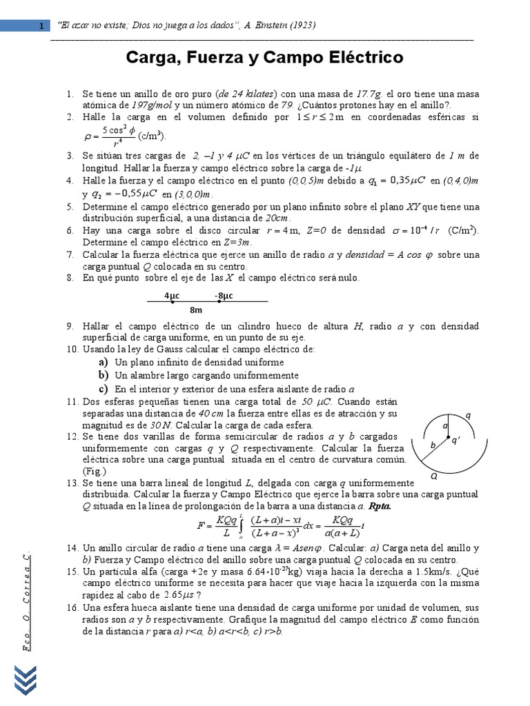 Carga, Fuerza y Campo Electrico | PDF | Campo eléctrico | Densidad