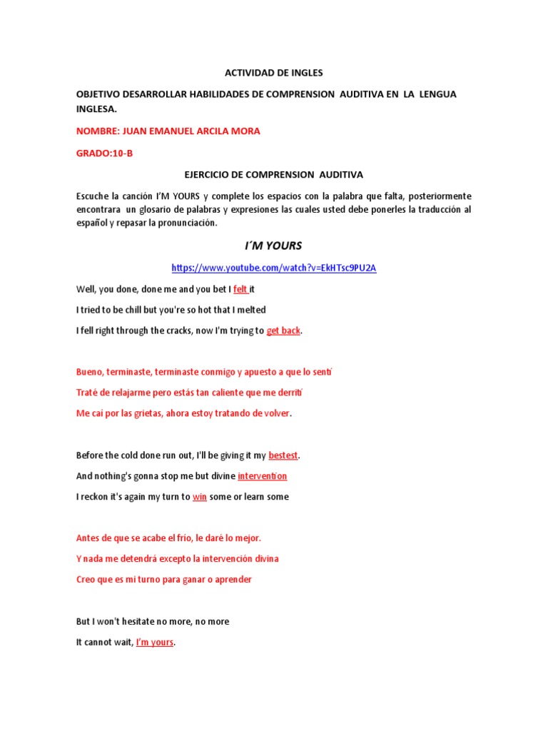 Ejercicio de Comprensión Auditiva en Inglés | PDF | Música grabada