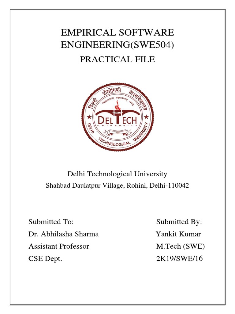 Empirical Software Engineering (Swe504) : Practical File | PDF ...