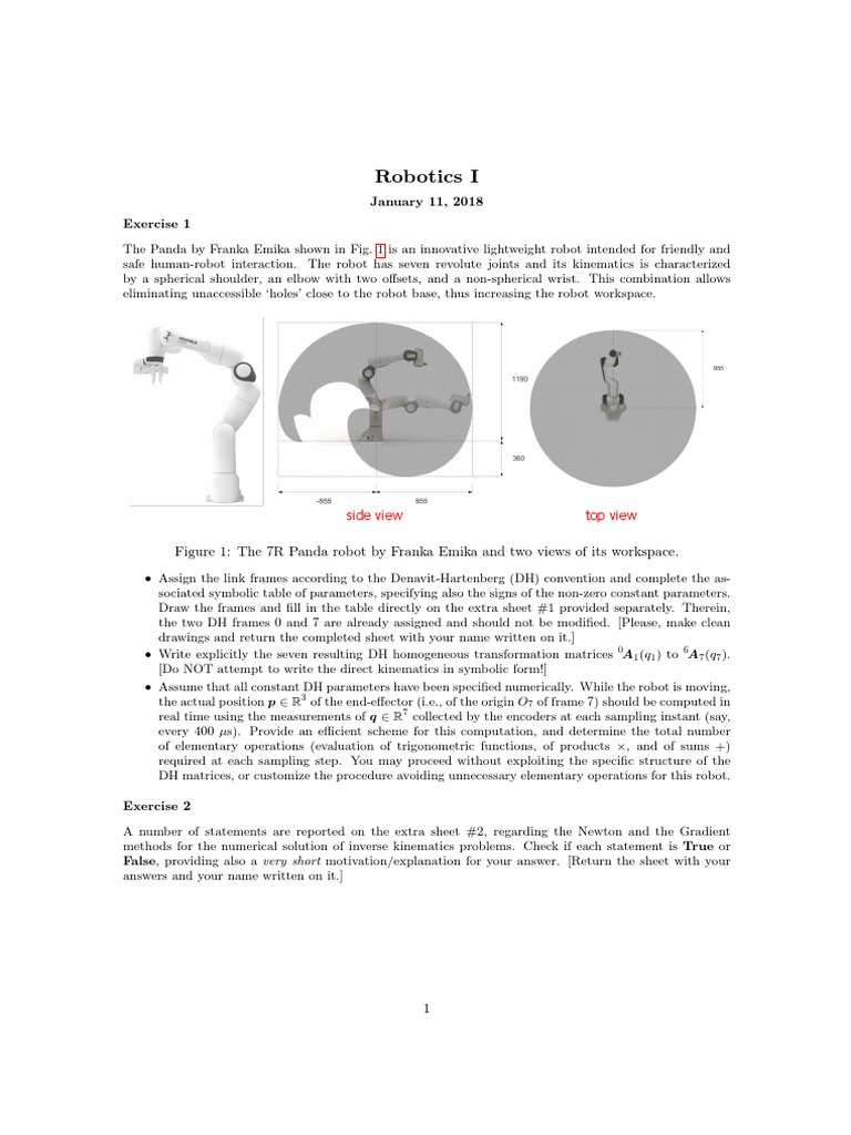Robotics1 18.01.11 PDF | PDF | Kinematics | Matrix (Mathematics)