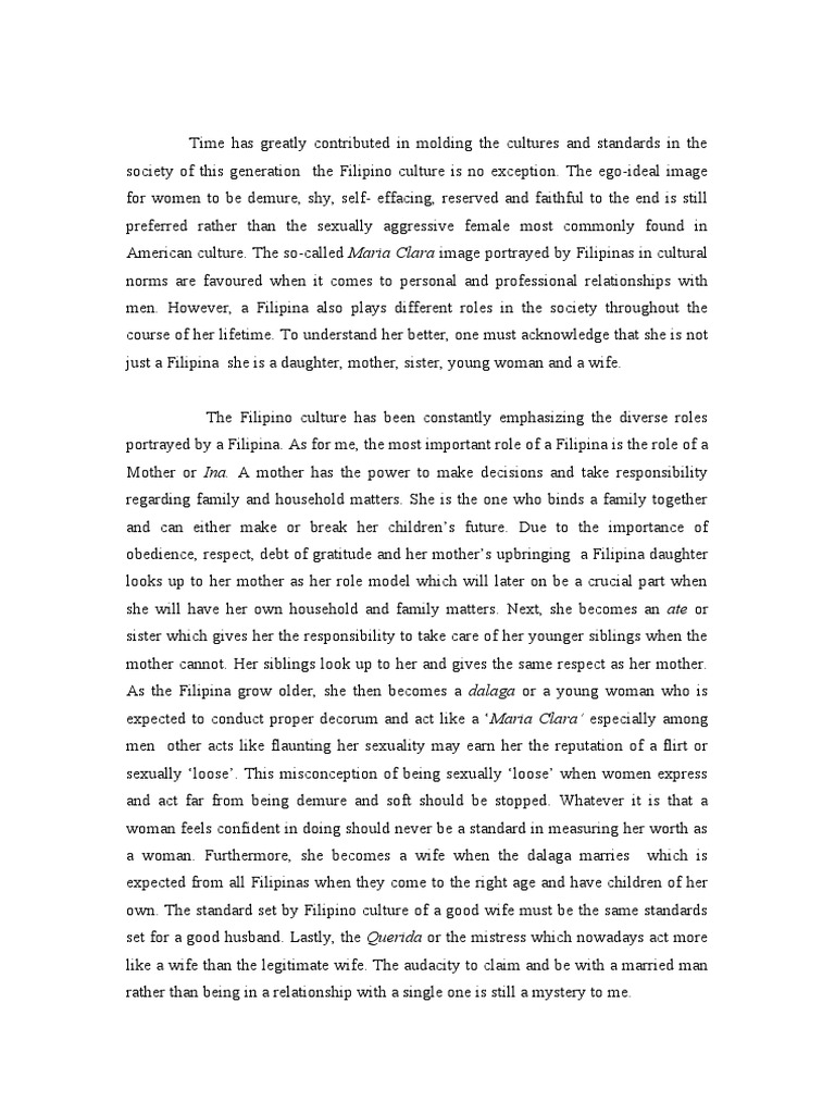 Reflection Paper On The Filipino People | PDF | Mother | Family
