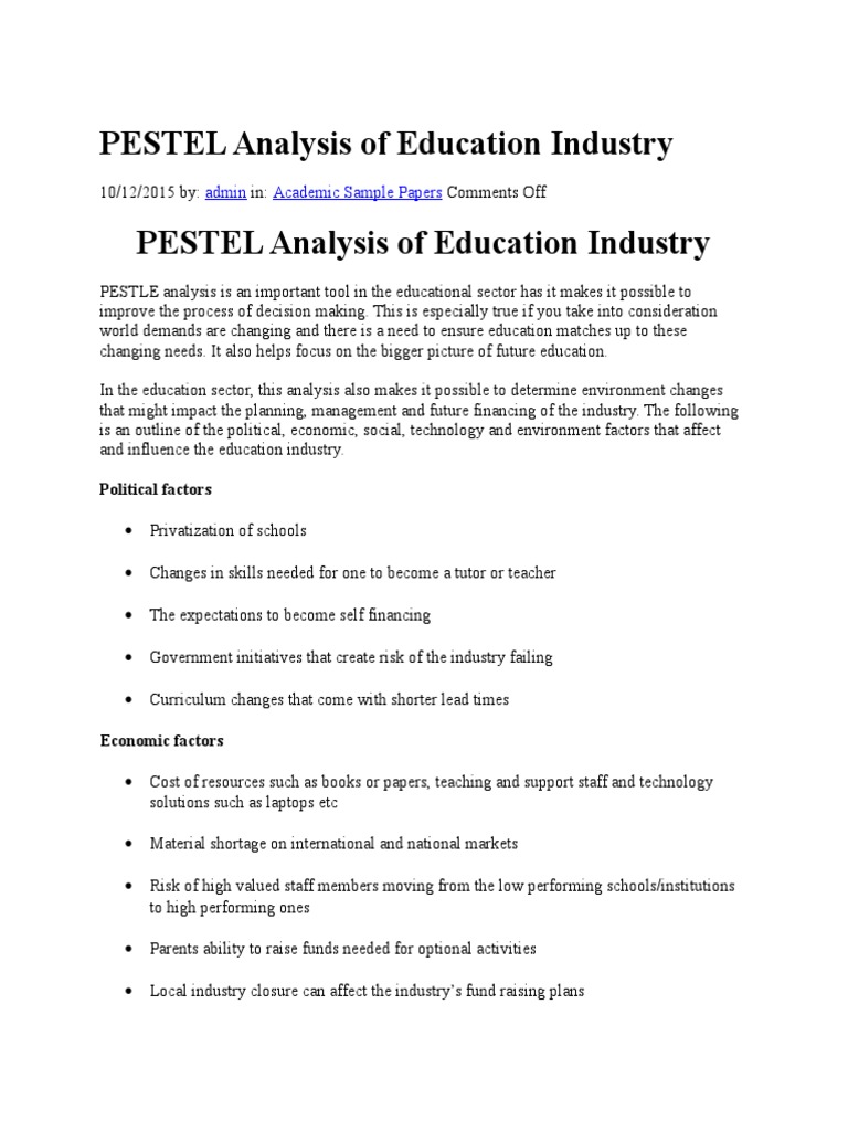 PESTEL Analysis in Education Sector | PDF | Risk | Industries