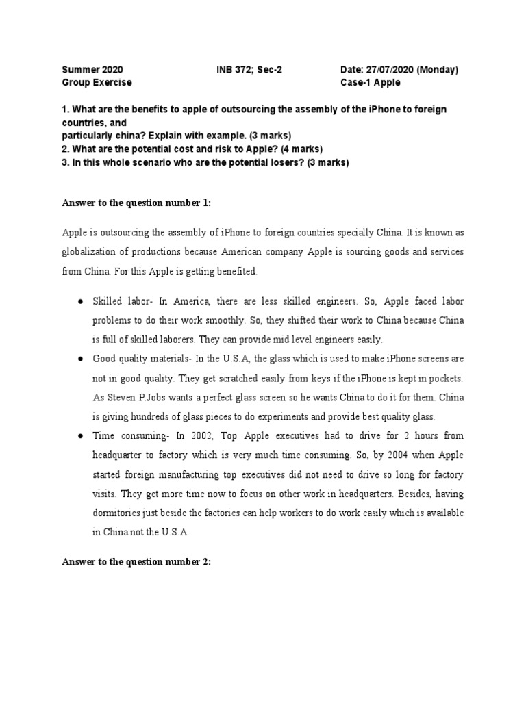Case - Apple | PDF | Apple Inc. | Outsourcing