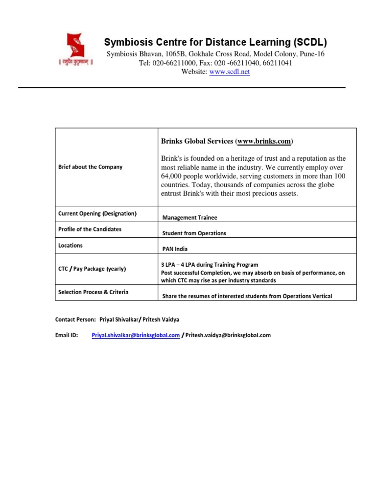 Symbiosis Centre For Distance Learning (SCDL) | PDF