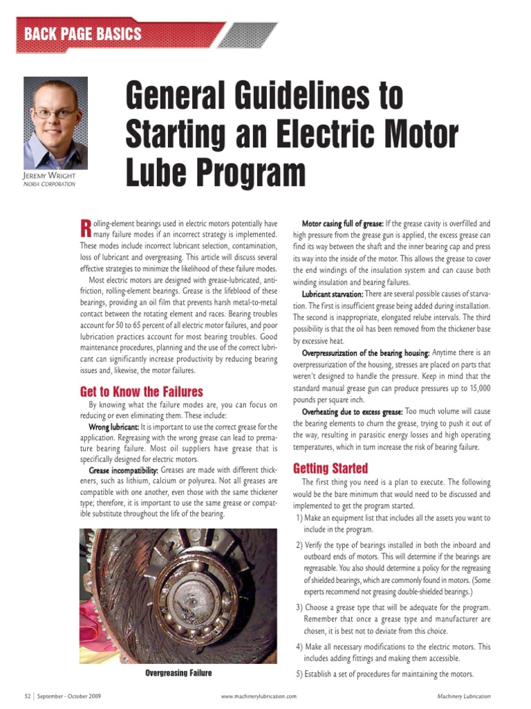 General Guidelines To Starting An Electric Motor Lube Program | PDF | Bearing (Mechanical ...