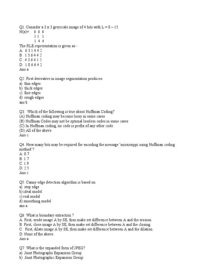 Ip MCQ3 | PDF | Data Compression | Imaging
