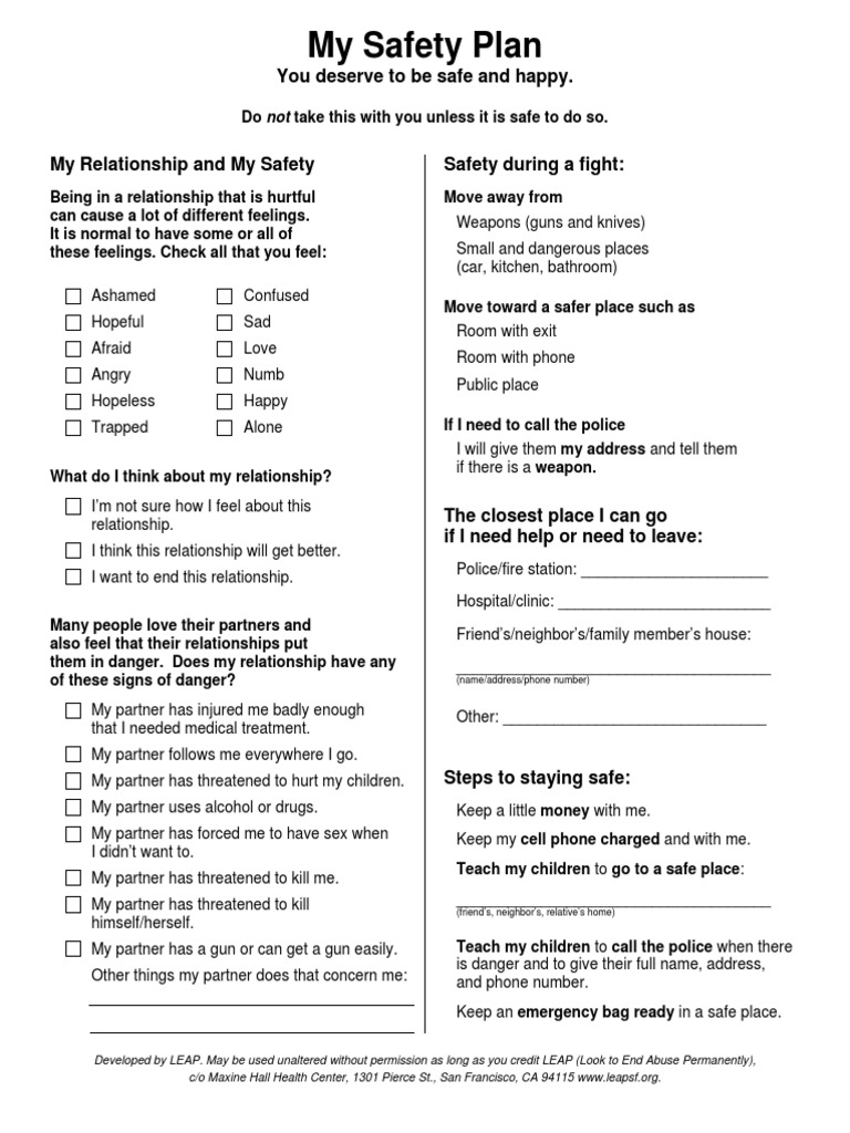 My Safety Plan: You Deserve To Be Safe and Happy | PDF | Rape | Violence