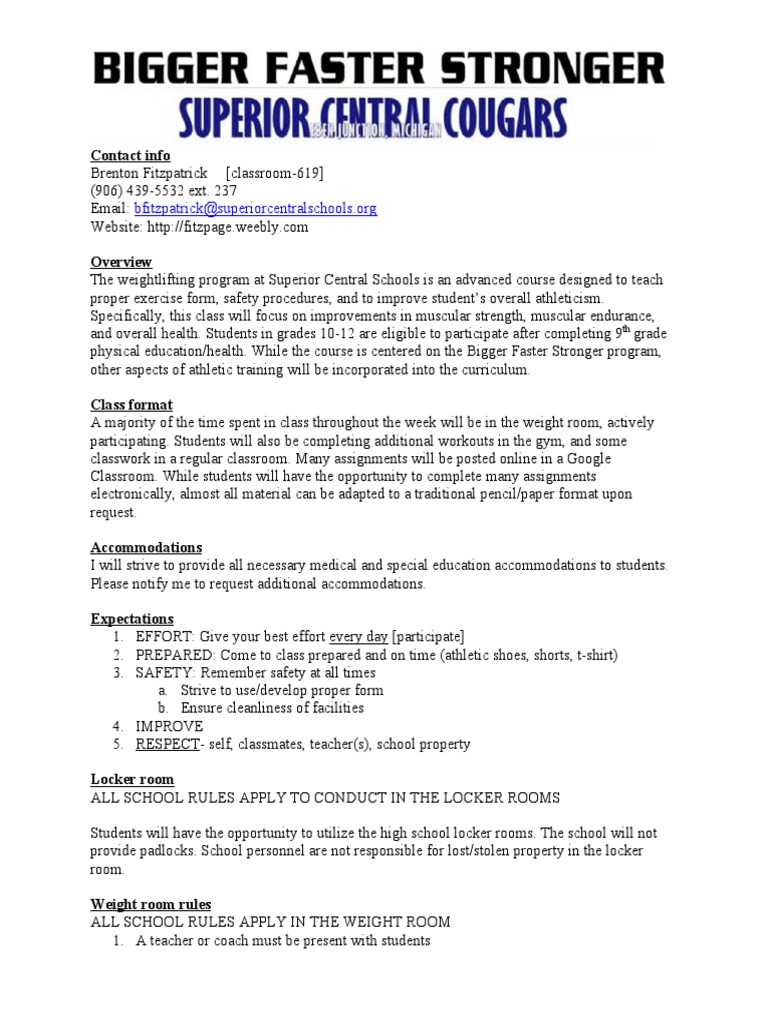 Bfs Syllabus | PDF | Weight Training | Schools