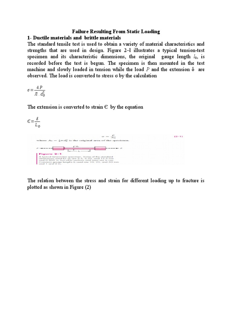 Failure Resulting From Static Loading 1-Ductile Materials and Brittle Materials | PDF | Strength ...