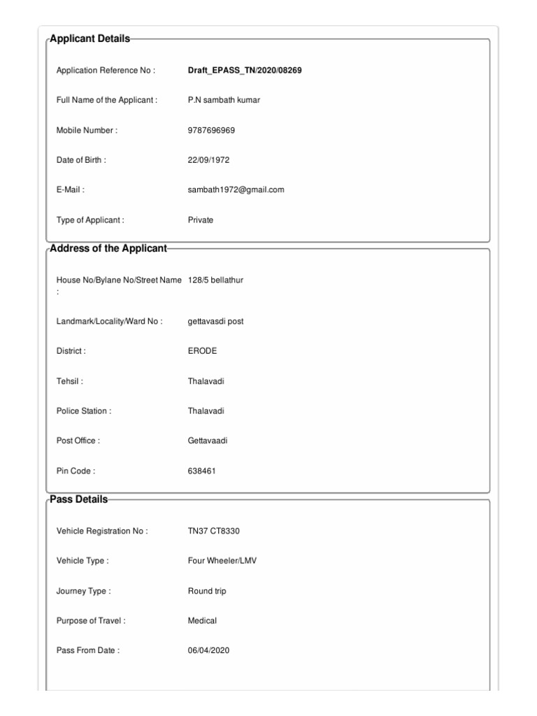 Travel Pass Application Details | PDF | Politics | Social Science