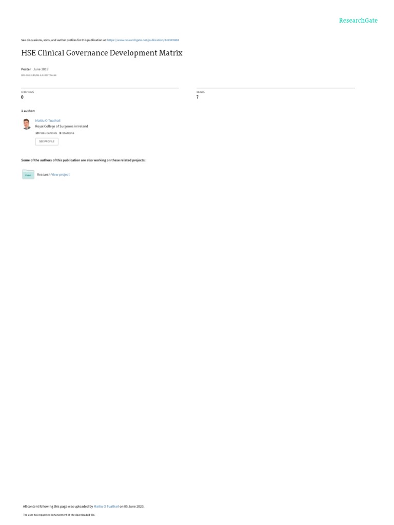 HSE Clinical Governance Development Matrix: June 2019 | PDF | Health ...
