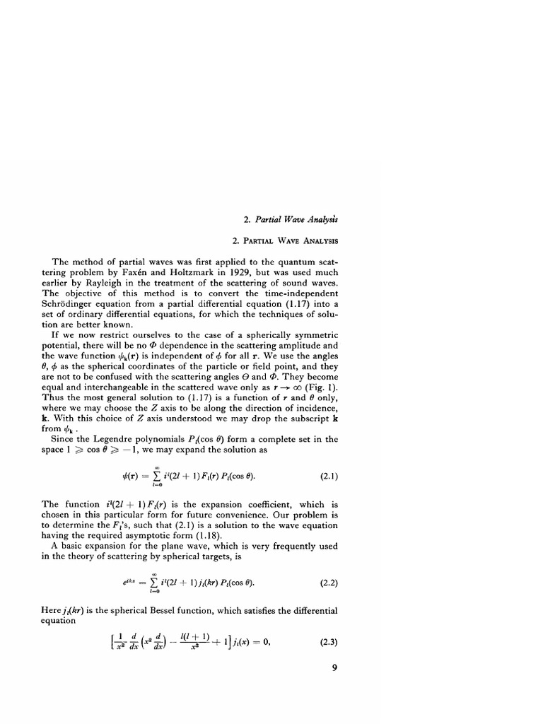 2. Partial Wave Analysis: k. With this choice of Ζ axis understood we ...
