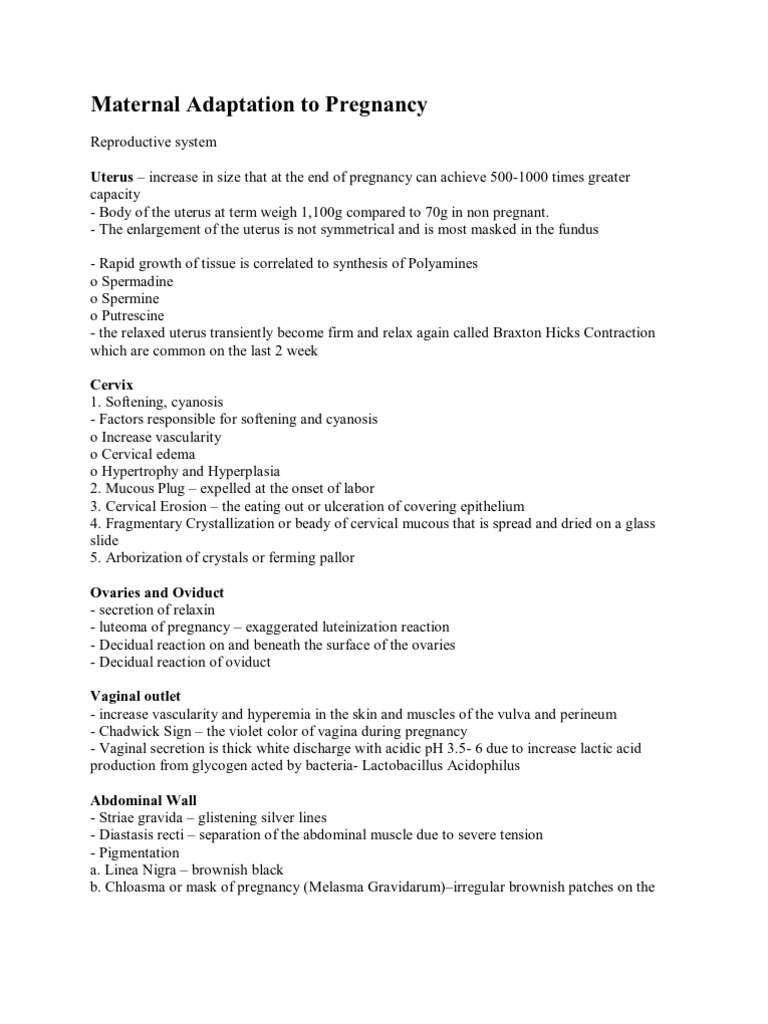 Maternal Adaptation To Pregnancy | PDF | Renal Function | Fetus