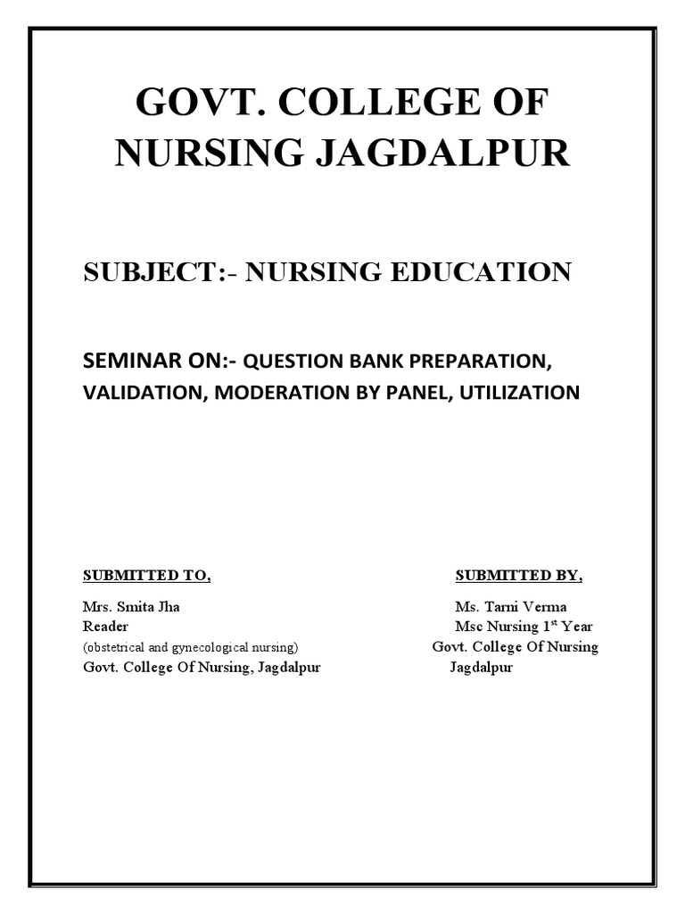 Question Bank Preparation in Nursing Education | PDF | Validity ...
