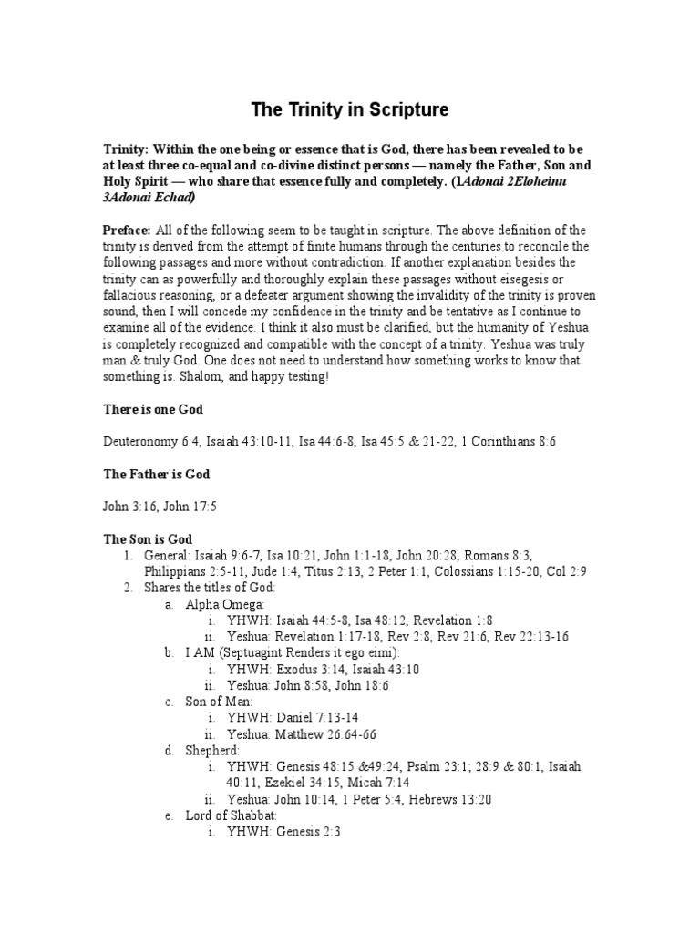 The Trinity in Scripture | PDF | Trinity | Book Of Genesis