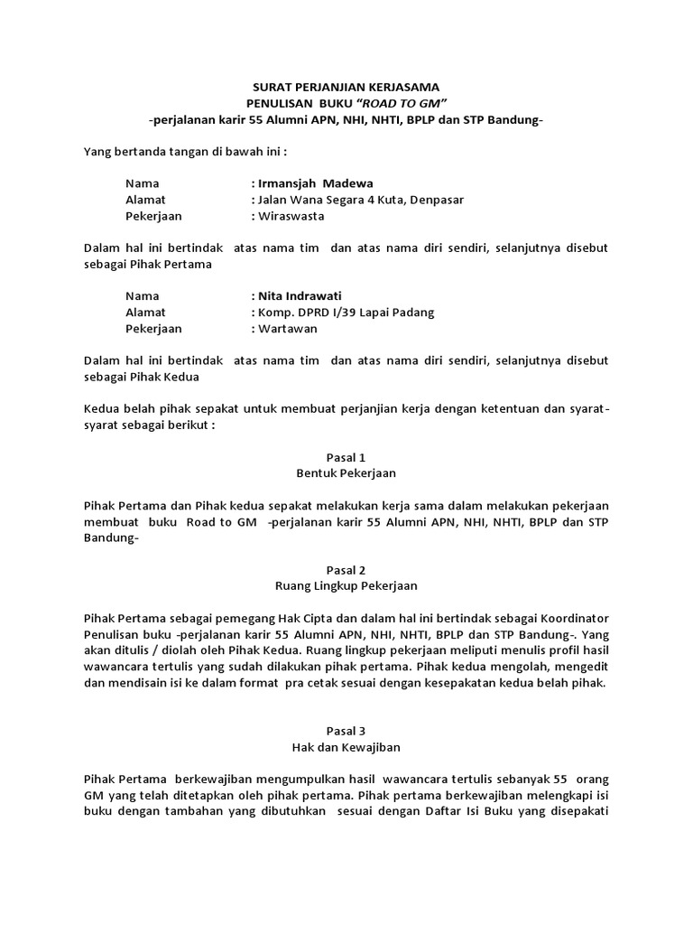 Final Draft Perjanjian Penulisan Revisi | PDF