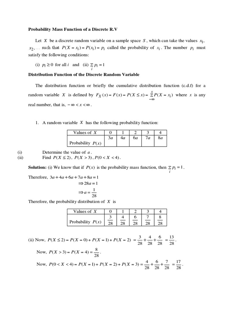 Probability Mass Function Analysis | PDF | Probability Distribution ...