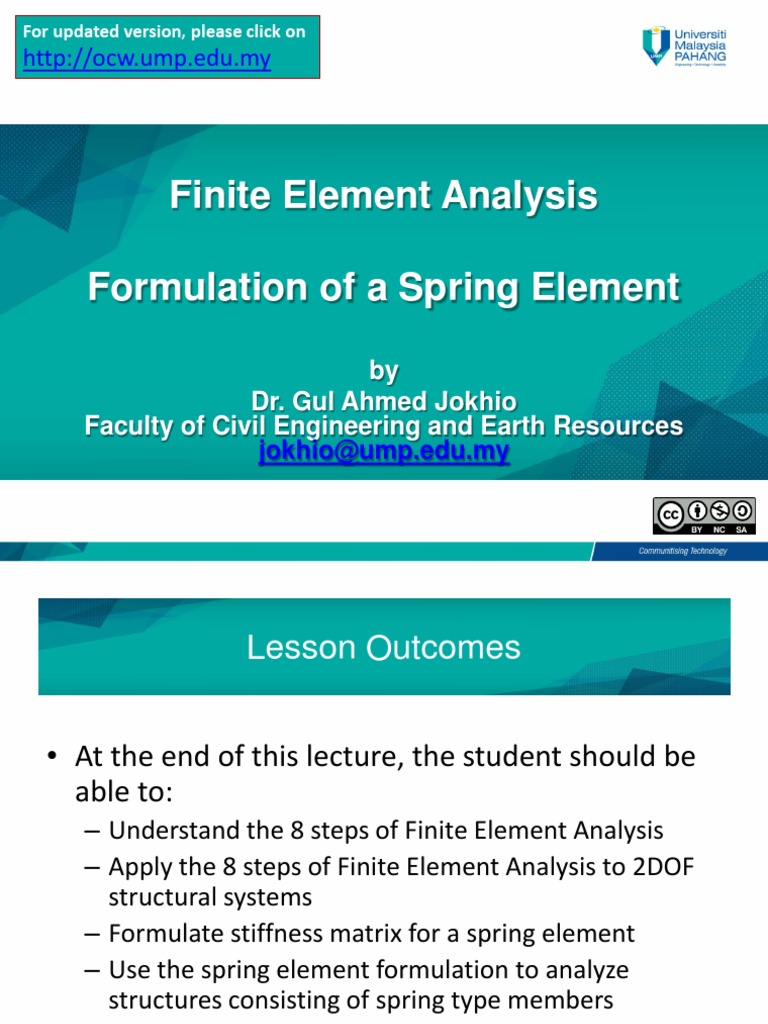 Finite Element Analysis Formulation of A Spring Element | PDF | Linear ...