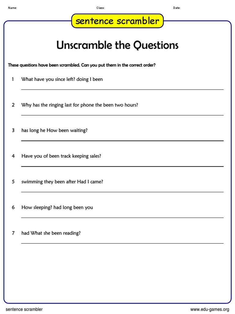 Unscramble The Questions | PDF