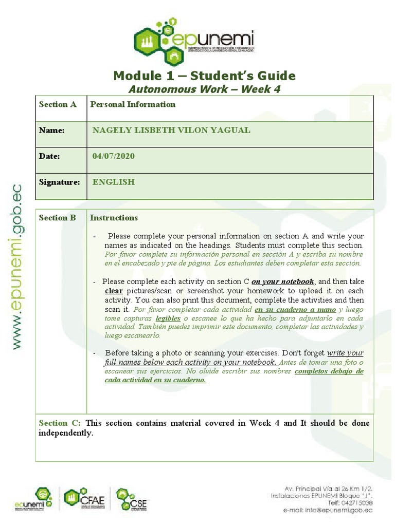 STUDENTS GUIDE - WEEK 4 (1) H | PDF