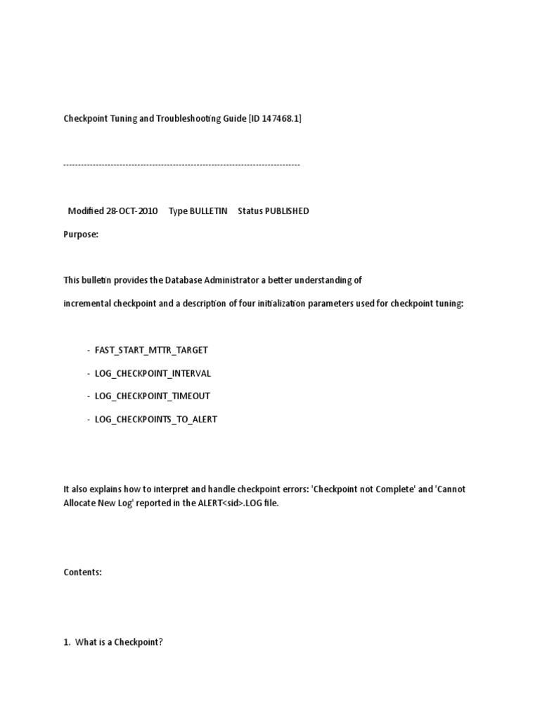Checkpoint Tuning and Troubleshooting Guide | PDF | Information Technology Management | Computer ...