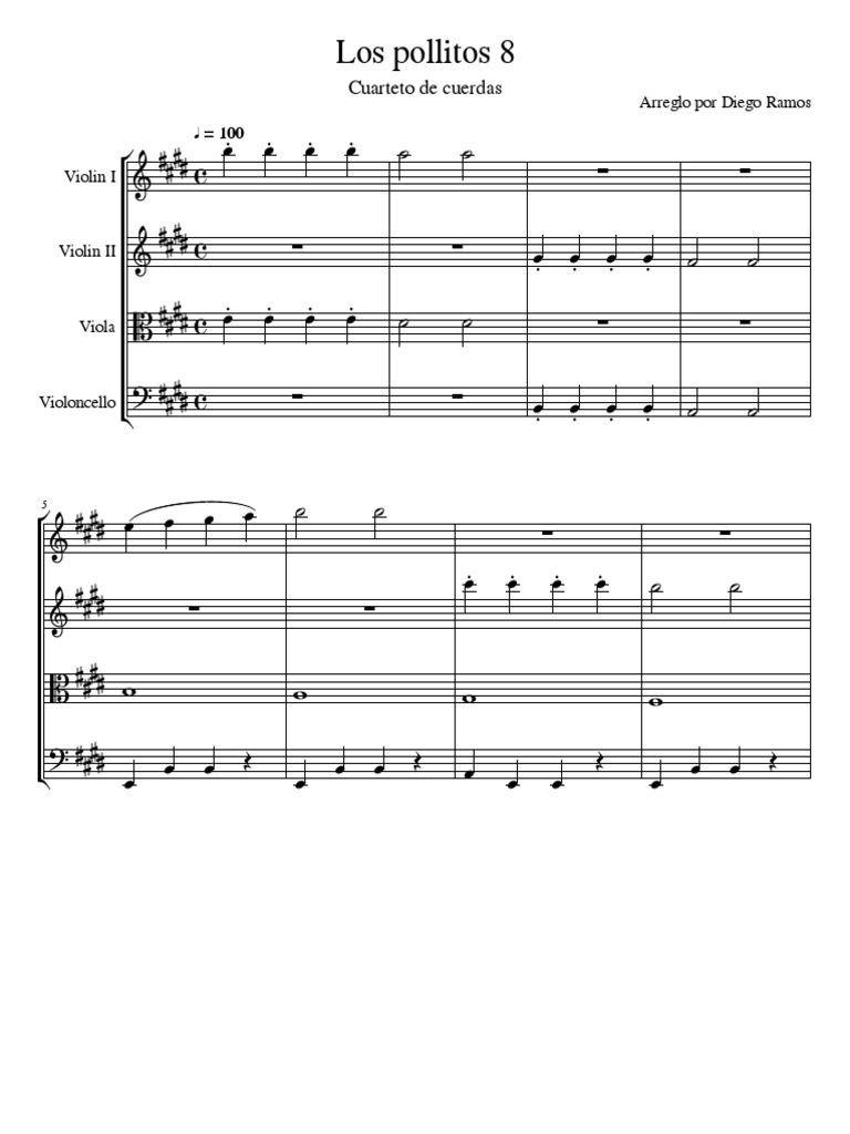 Los Pollitos 8: Cuarteto de Cuerdas | PDF | Bowed Instruments ...