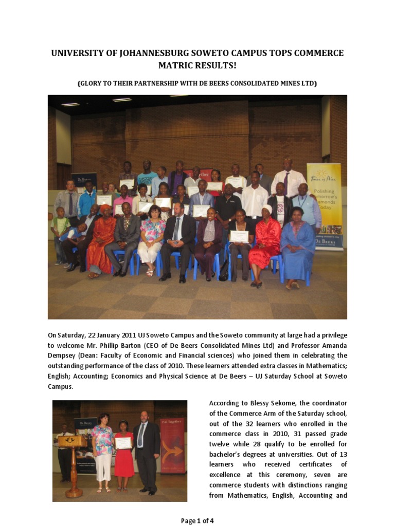 UJ Soweto Campus Matric Success Celebration | PDF | Academia