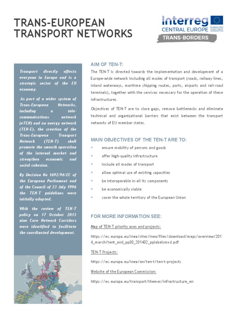 Trans-European Transport Networks: Aim of Ten-T | PDF | European Union ...
