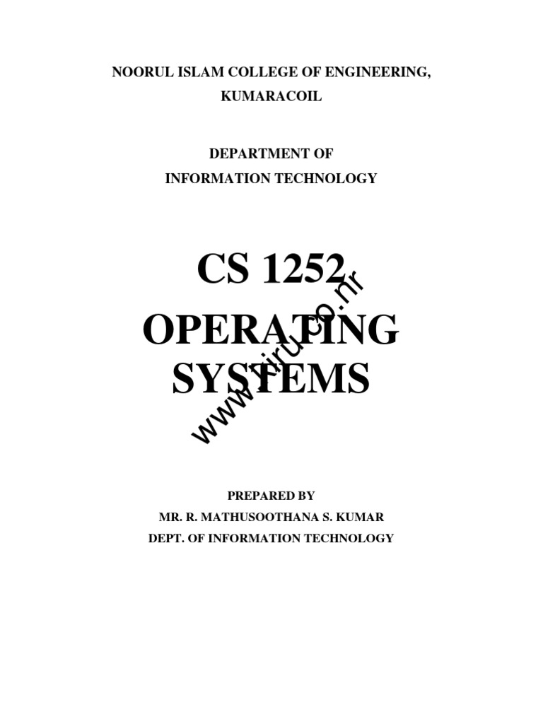 Cs 1252 Operating Systems | PDF | Thread (Computing) | Scheduling (Computing)